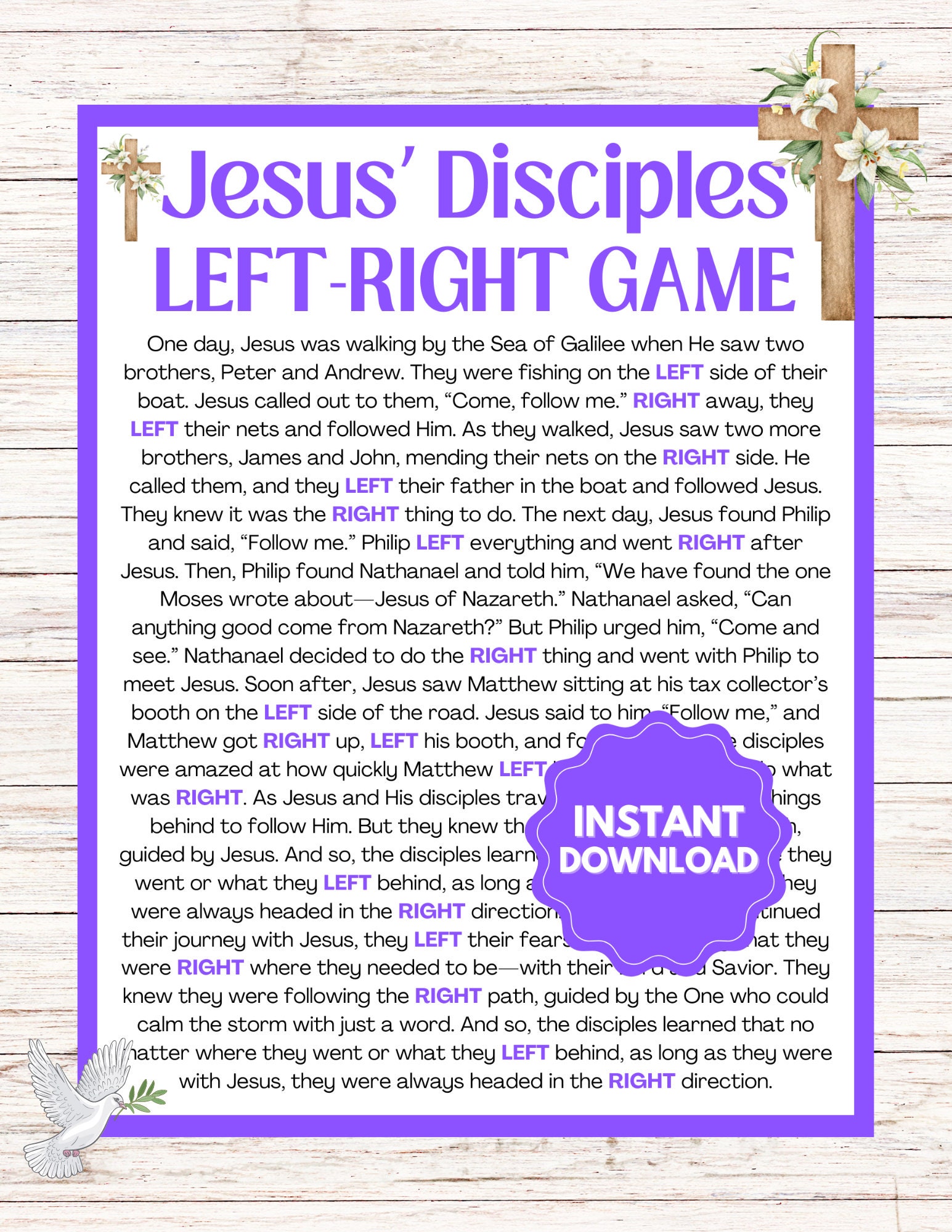 Bible Left Right Games - 5 Stories L Sunday School Church Games L Left ...