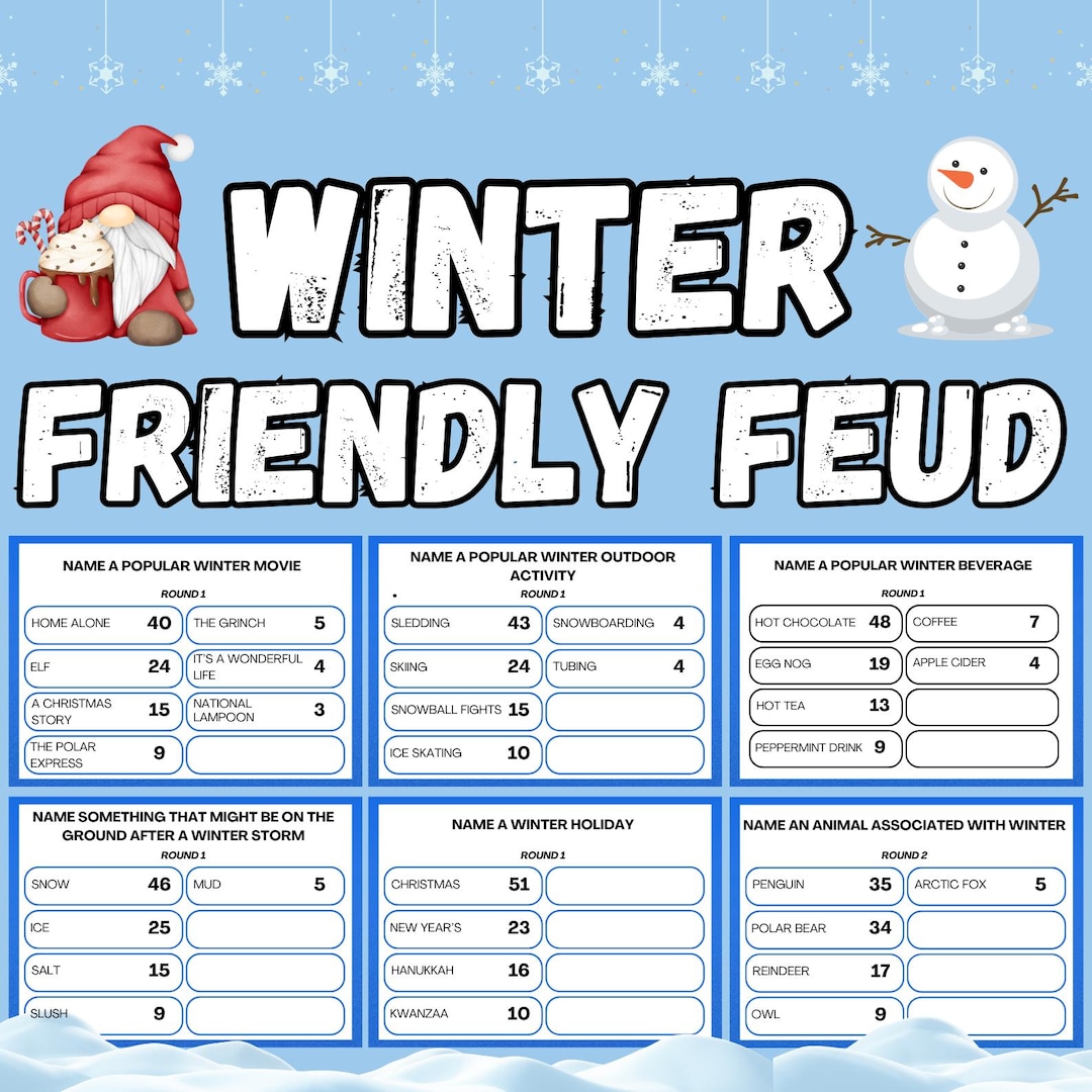 Winter Season Friendly Feud | Winter Party Games | Winter Trivia ...