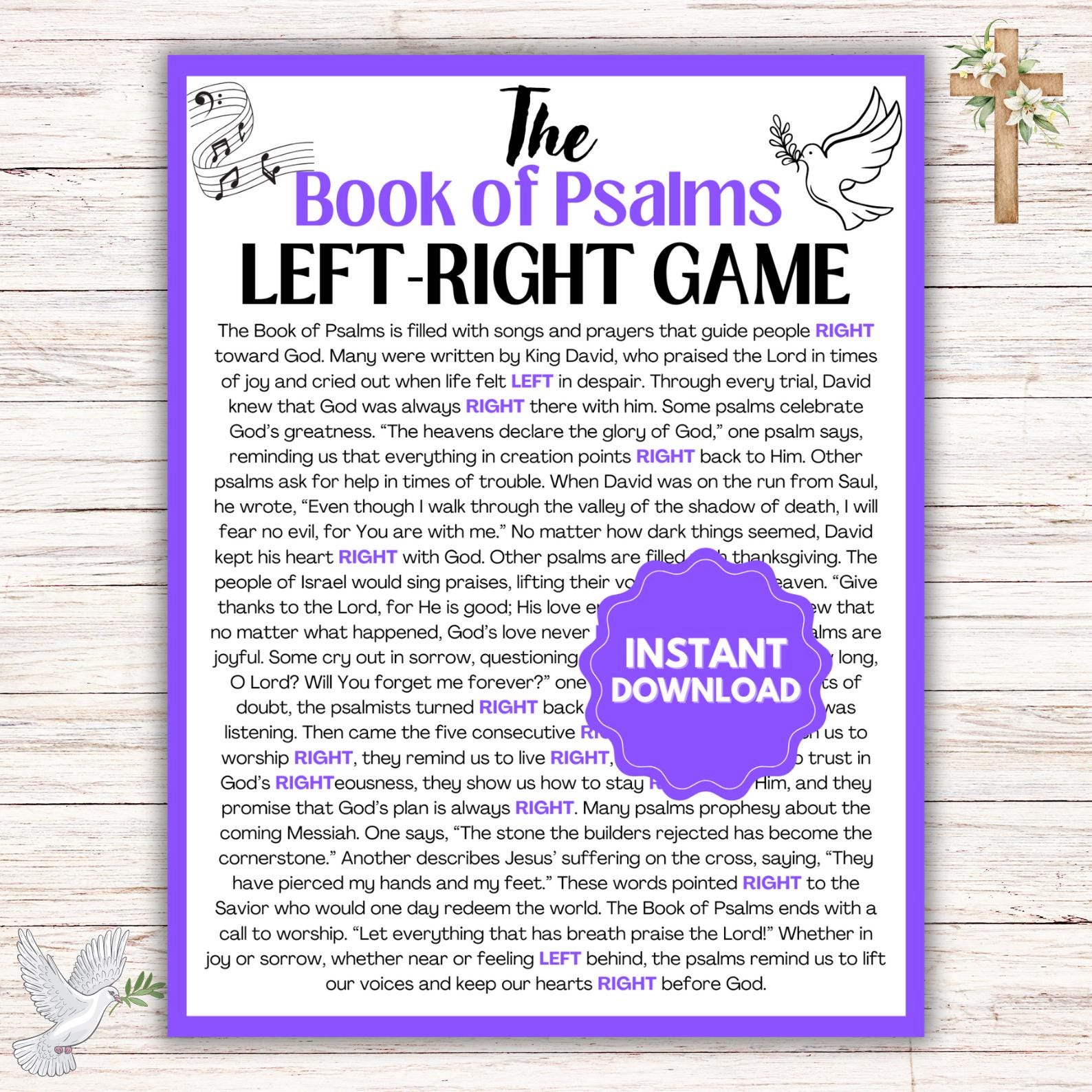 Psalms Bible Game L Bible Left-right Game L Sunday School Church Games ...