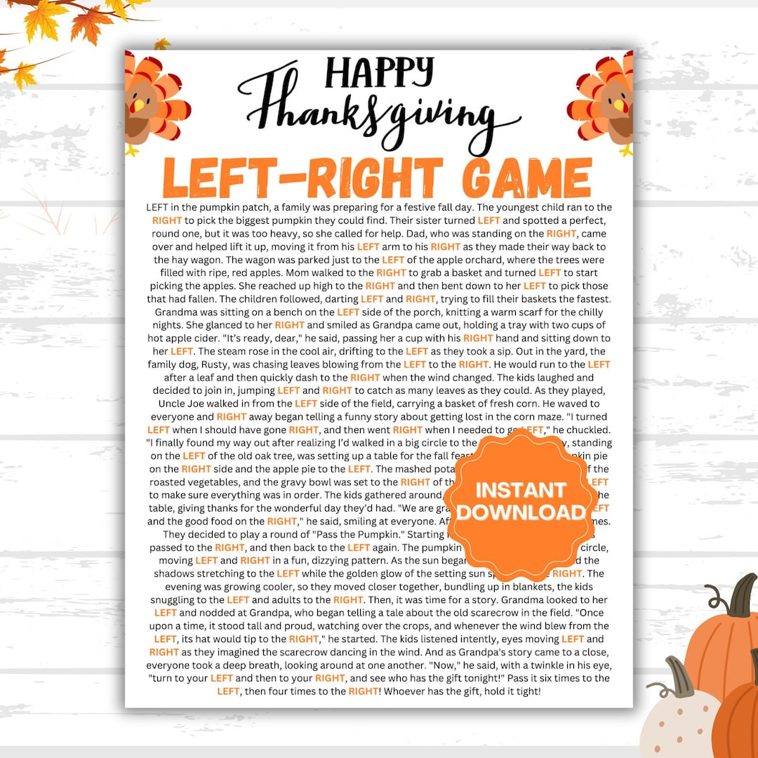 Thanksgiving Left-right Game | Thanksgiving Party Games | Thanksgiving ...