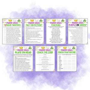Mardi Gras Game Bundle | 30 Mardi Gras Party Games | Printable Mardi ...