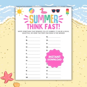 Summer Think Fast Game | Summer A-Z Game | Summer Games | Family Summer ...