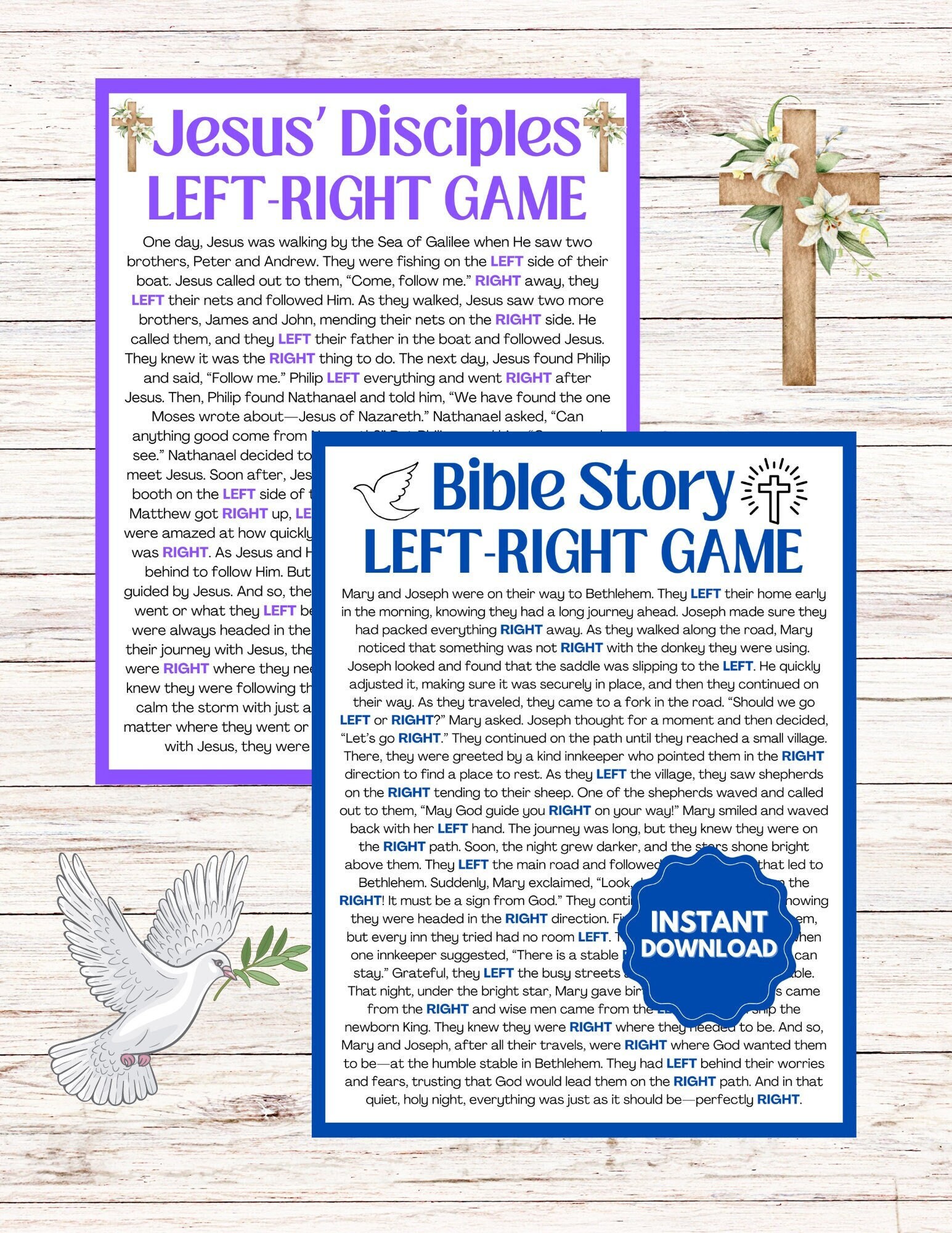 Bible Left Right Game - Bundle L Sunday School Games L Left-right Bible ...