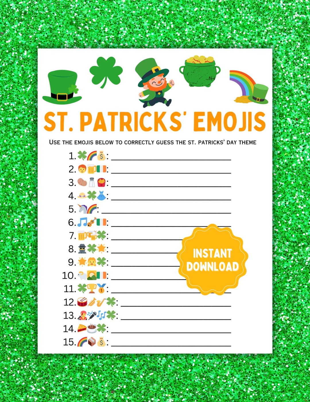 St. Patrick's Emoji Game | St. Patrick's Printable Game | St. Paddy's ...