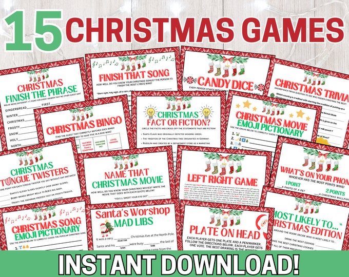 8 Printable Christmas Games Bundle, Office Party Games Printable ...