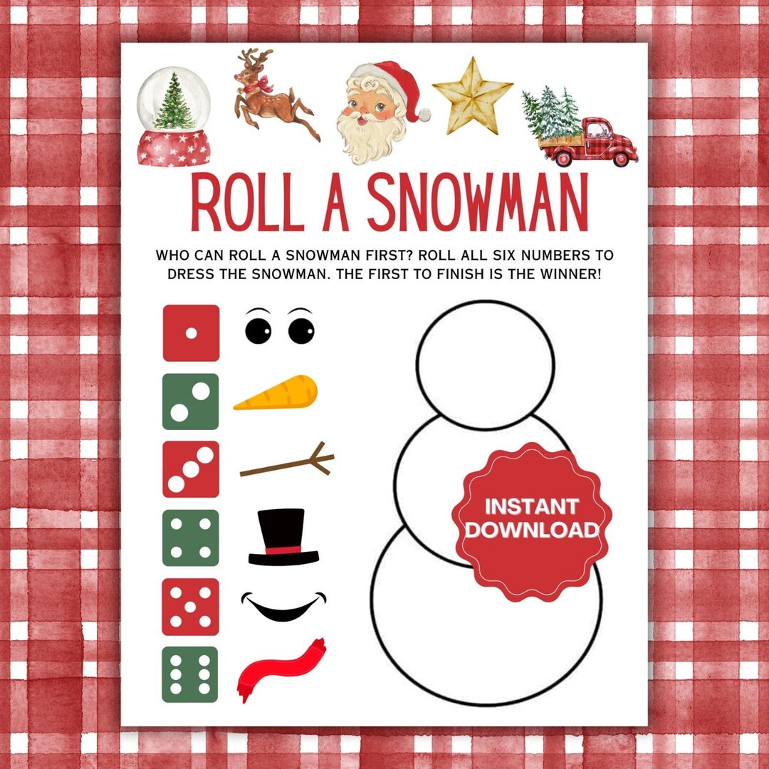 Roll a Snowman Game | Christmas Party Games | Christmas Dice Game ...