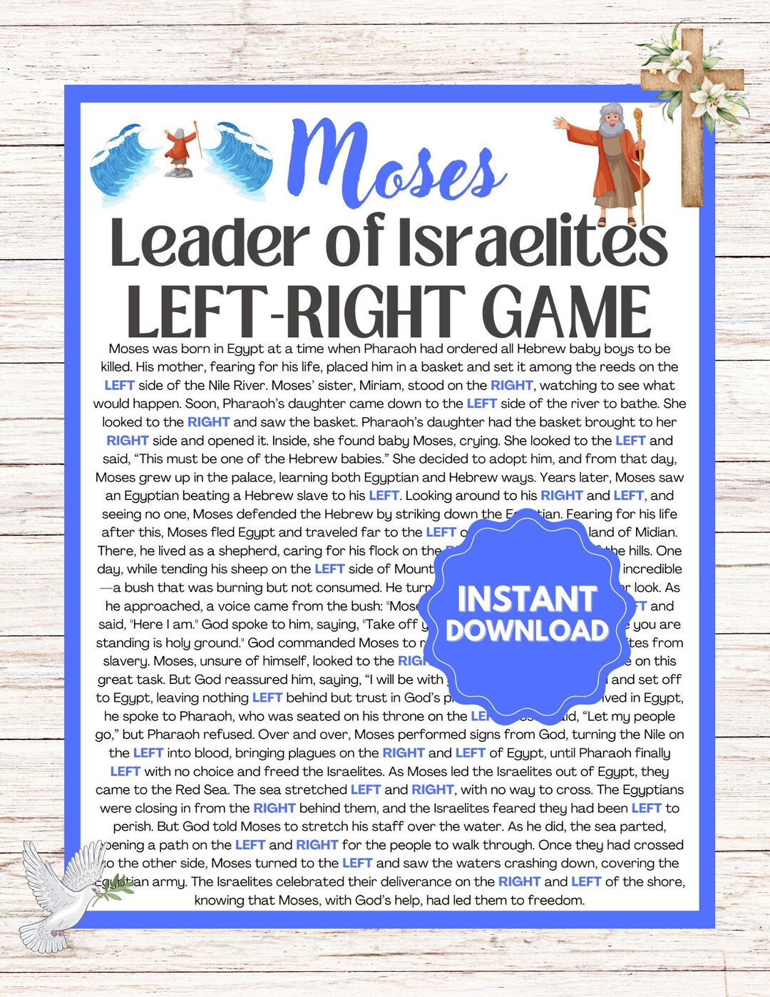 Moses Bible Game L Bible Left-right Game L Israelites Bible Story L ...