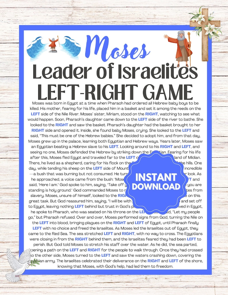 Moses Bible Game L Bible Left-right Game L Israelites Bible Story L ...