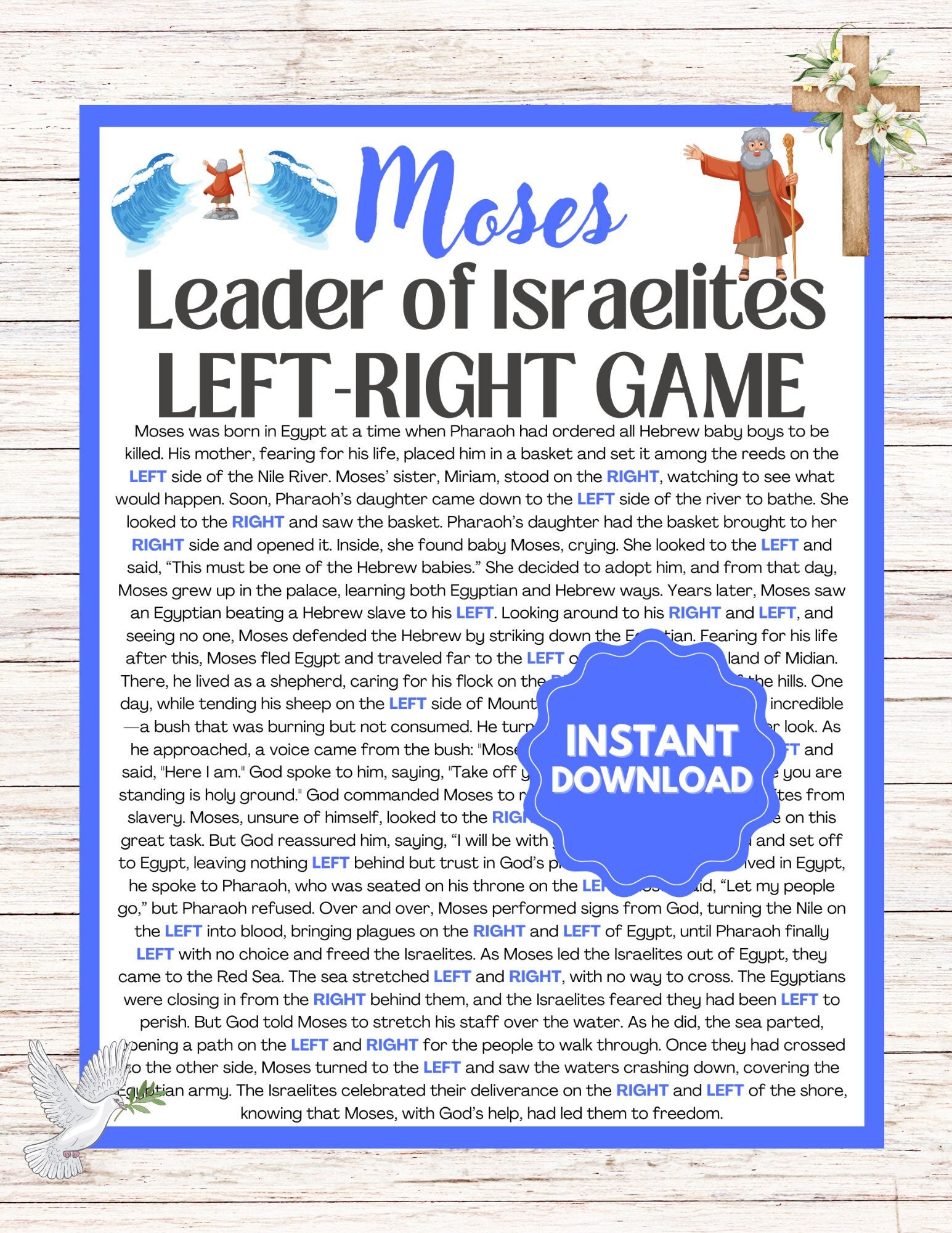 Moses Bible Game L Bible Left-right Game L Israelites Bible Story L ...