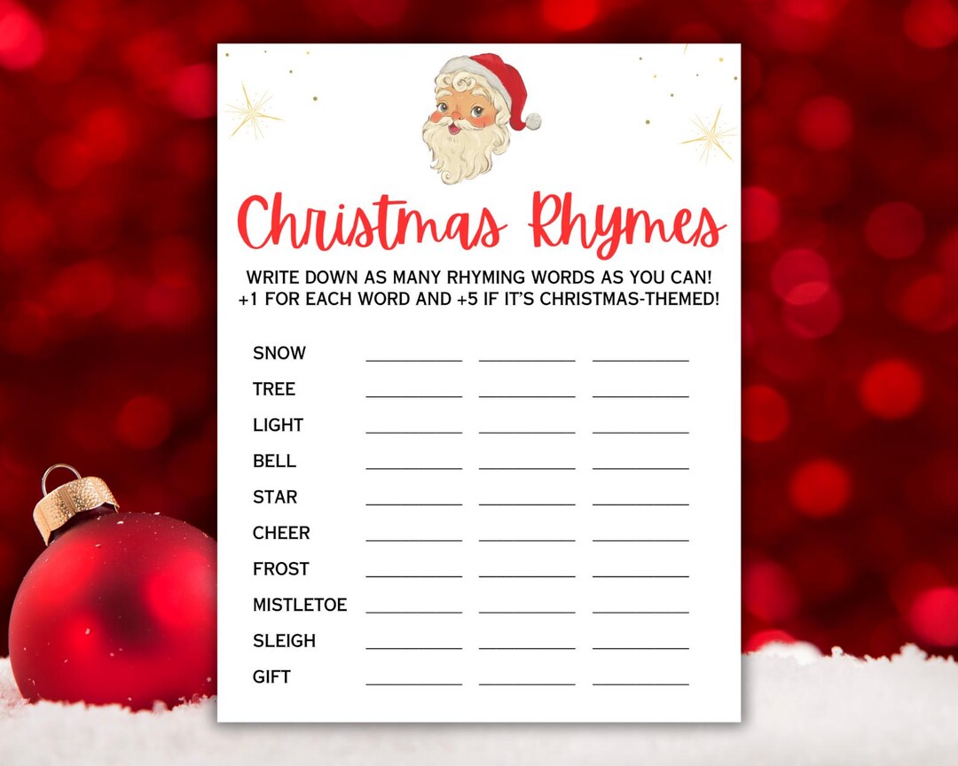 Christmas Rhymes Game Christmas Party Games Christmas Rhyming Games ...