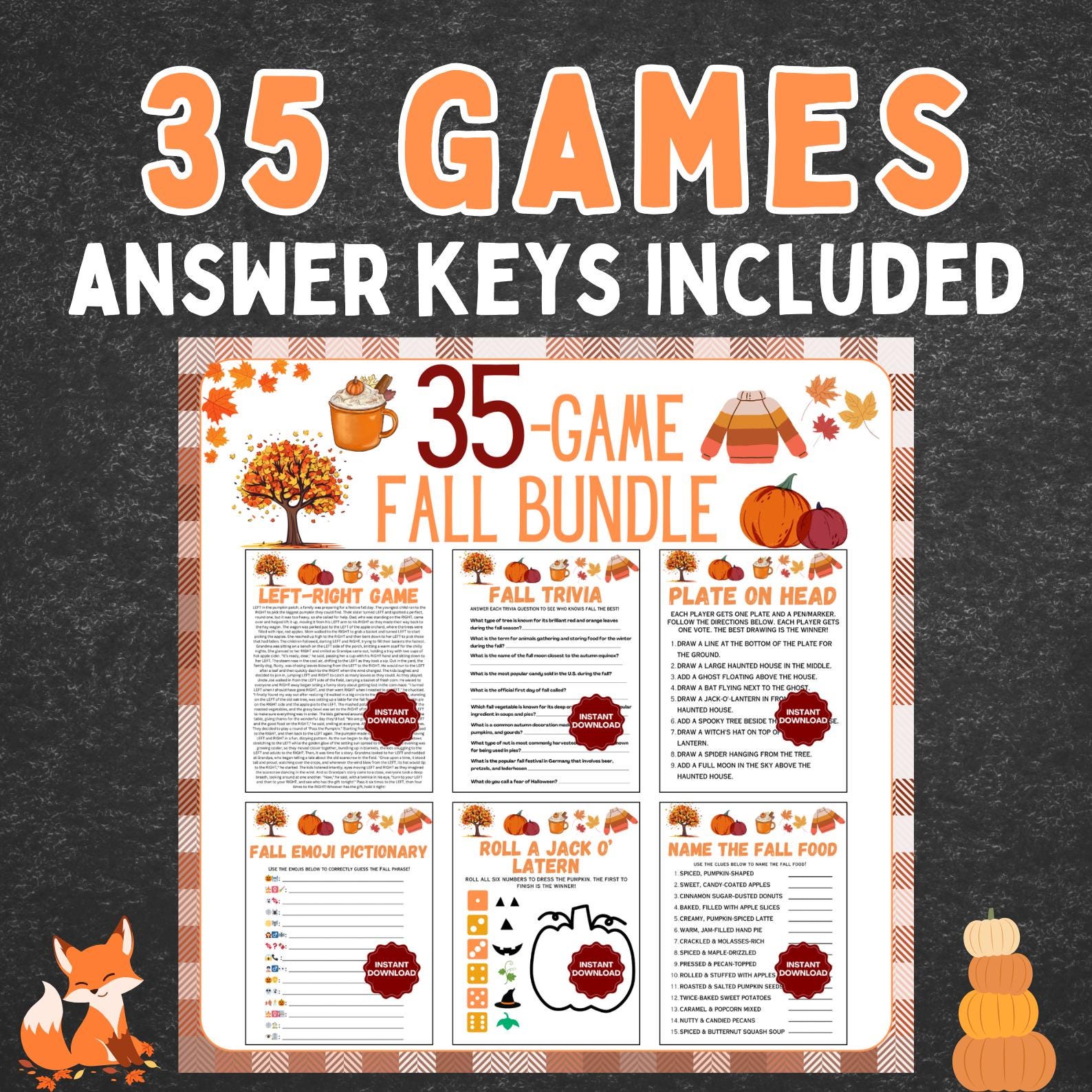 Ultimate Fall Games BUNDLE | Printable Fall Party Games | Fall Autumn ...