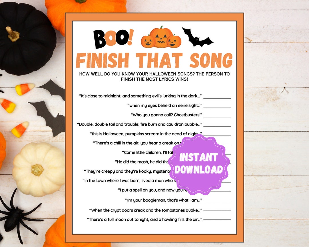 Halloween Finish That Song | Halloween Party Games | Halloween Song ...