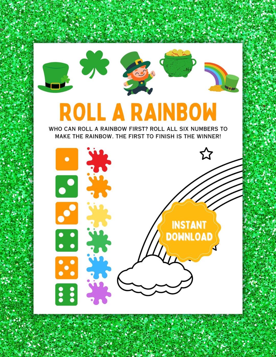 Roll a Rainbow Game | St. Patrick's Printable Game | St. Paddy's Pot of ...