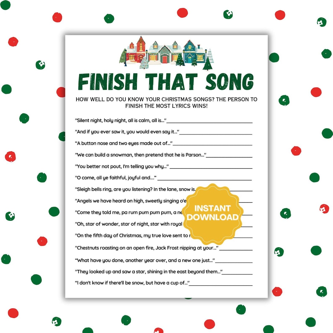 Christmas Lyrics Game | Christmas Party Games | Christmas Finish That ...