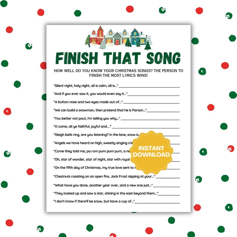 Christmas Lyrics Game | Christmas Party Games | Christmas Finish That ...