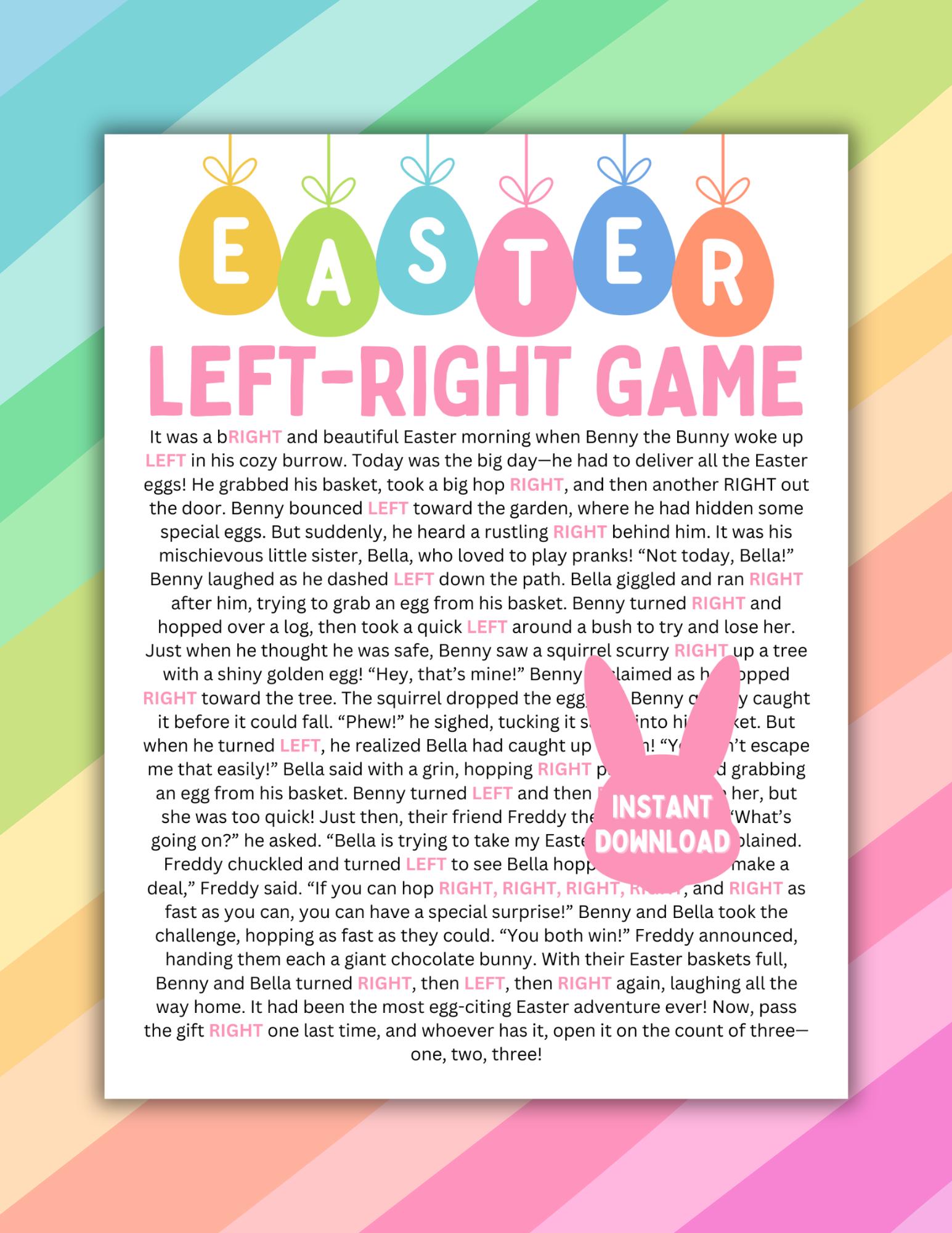Easter Left-right Game | Easter Games | Left-right Easter Printable ...