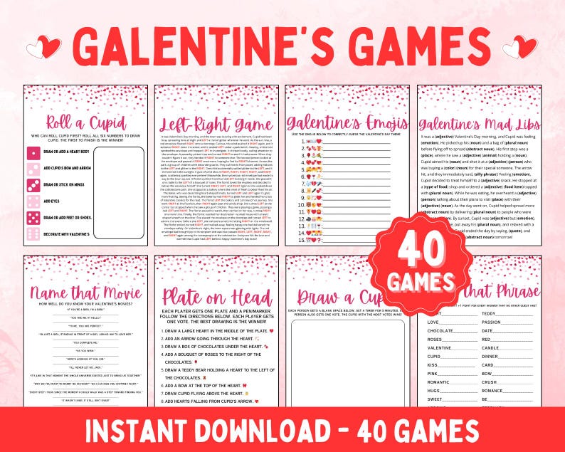 Galentine's Game Bundle | 40 Galentine's Party Games | Printable ...