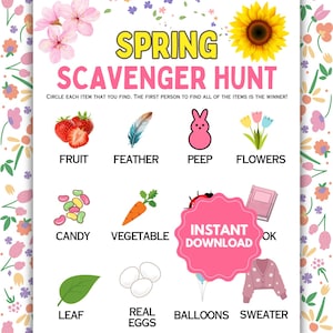 Spring Scavenger Hunt | Spring Scavenger Game | Spring Party Games ...