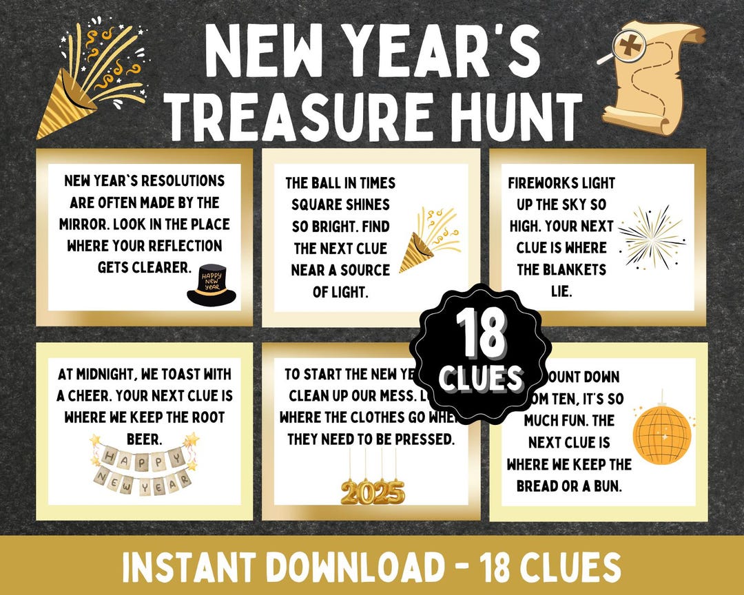 New Year's Scavenger Hunt Near Year's Treasure Hunt Fun New Years Eve ...