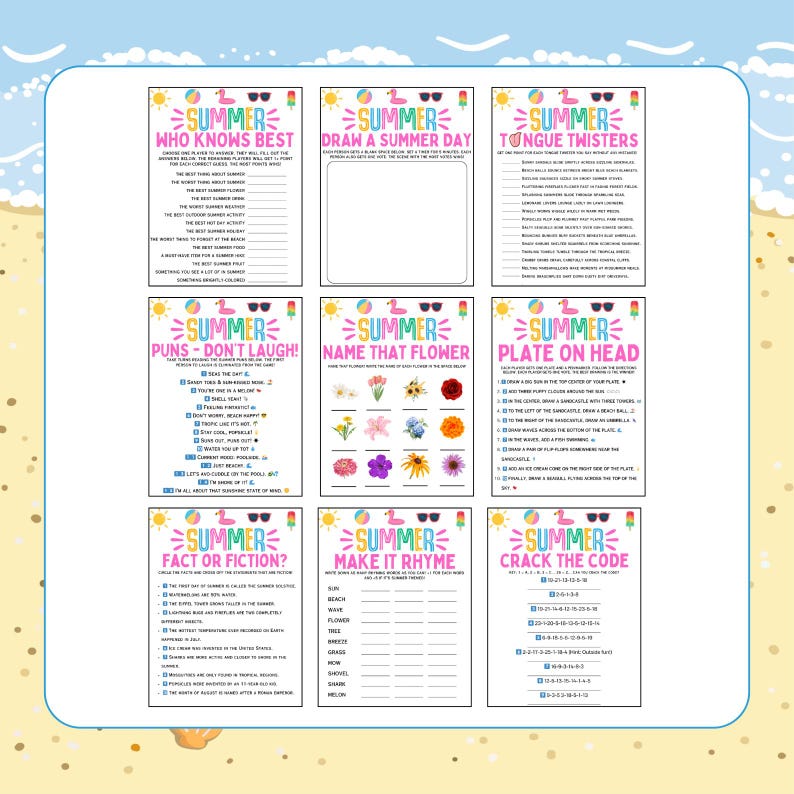 Summer Game Bundle | 35 Summer Party Games | Printable Summer Games ...