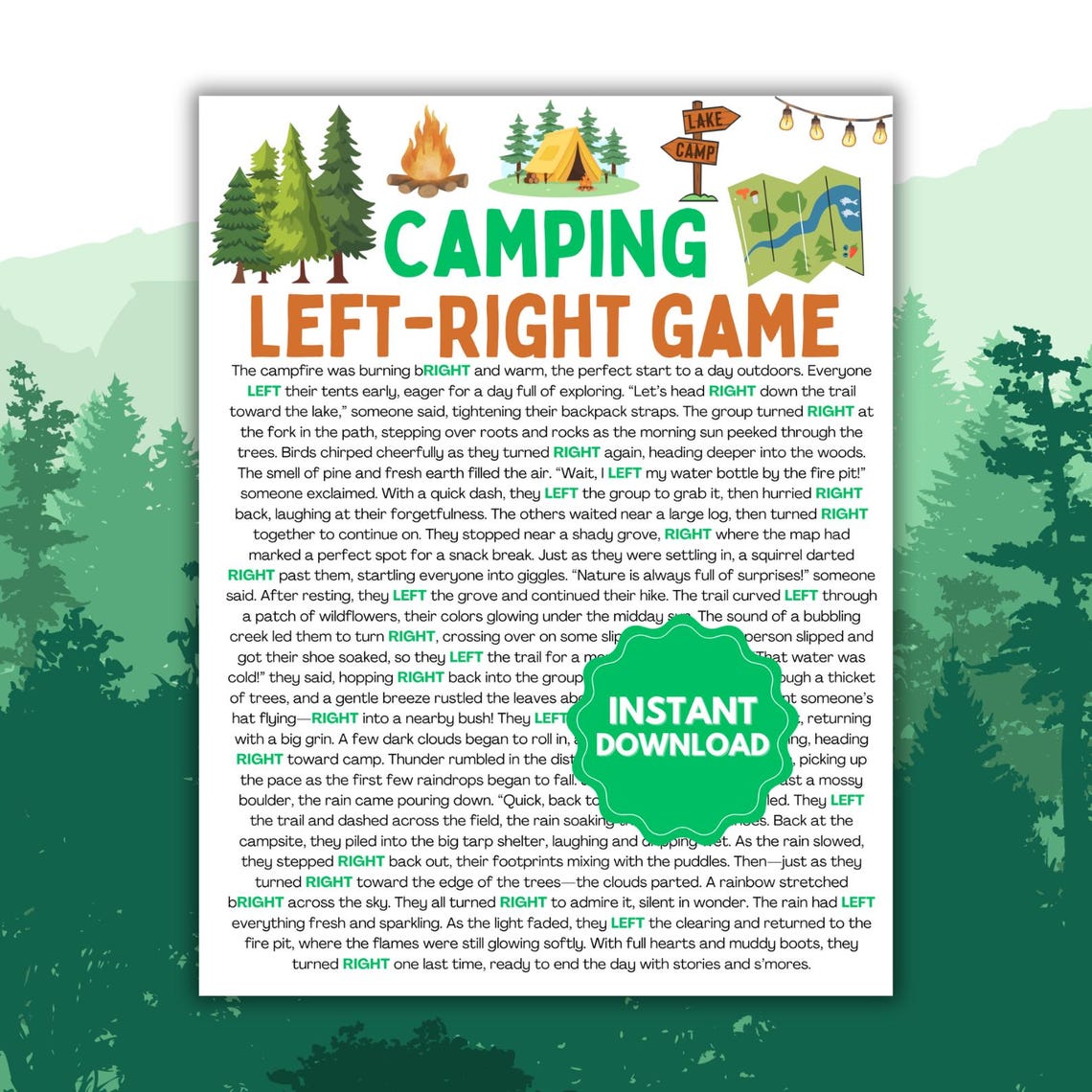Camping Left-right Game | Left-right Camping Game | Left Right ...