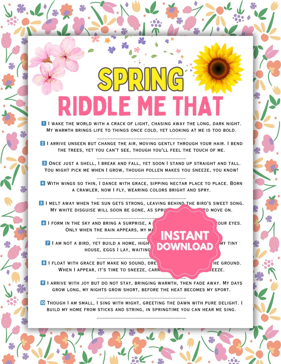 Spring Riddle Me That | Spring Riddles Game | Spring Party Games | Fun ...