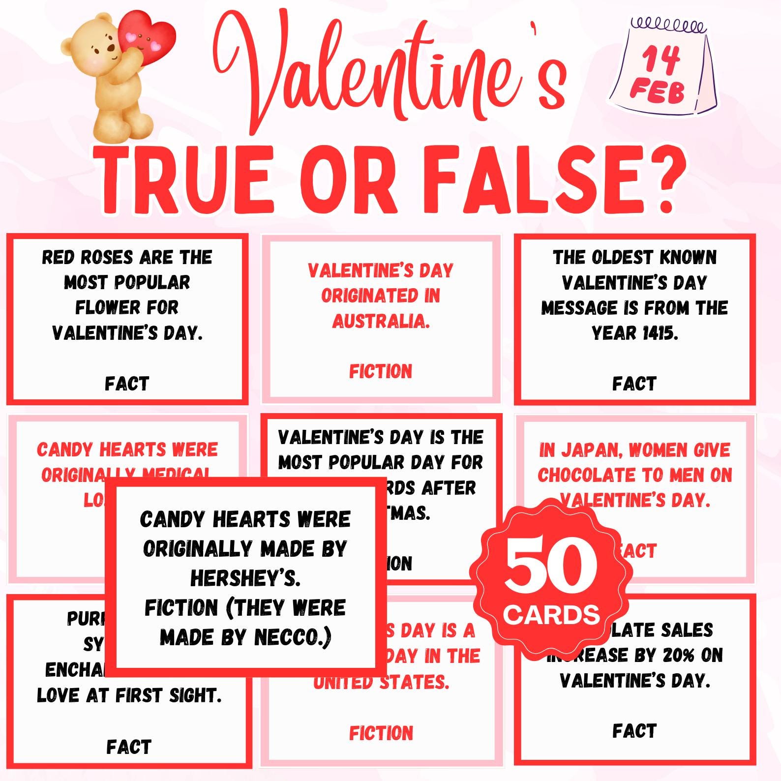 Valentine's True or False | Valentine's Trivia | Valentines Party Games ...