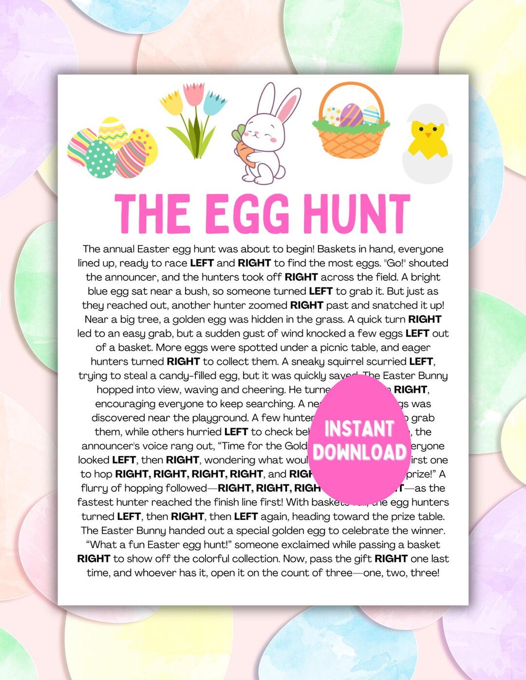 Easter Left-right Game | Easter Egg Hunt Game | Left-right Easter Game ...
