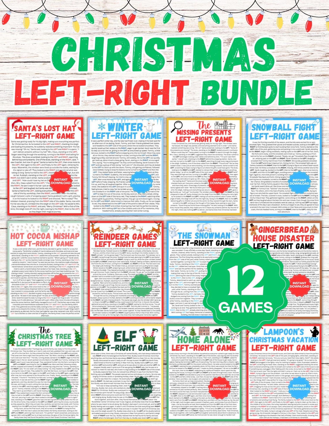 Christmas Left-right Game Bundle | Christmas Games | Printable Left ...