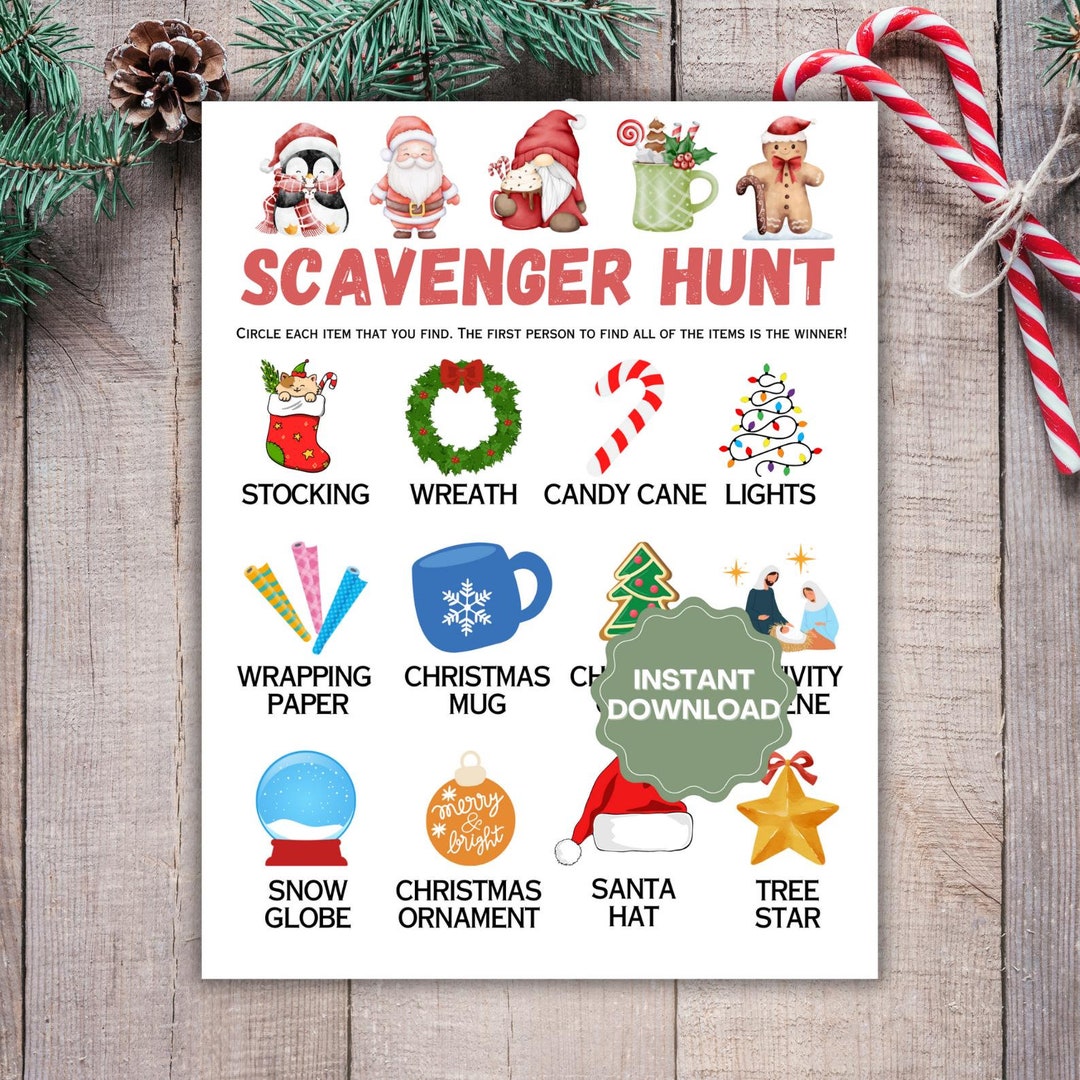 Christmas Scavenger Hunt Christmas Party Game Christmas Hunt Printable ...