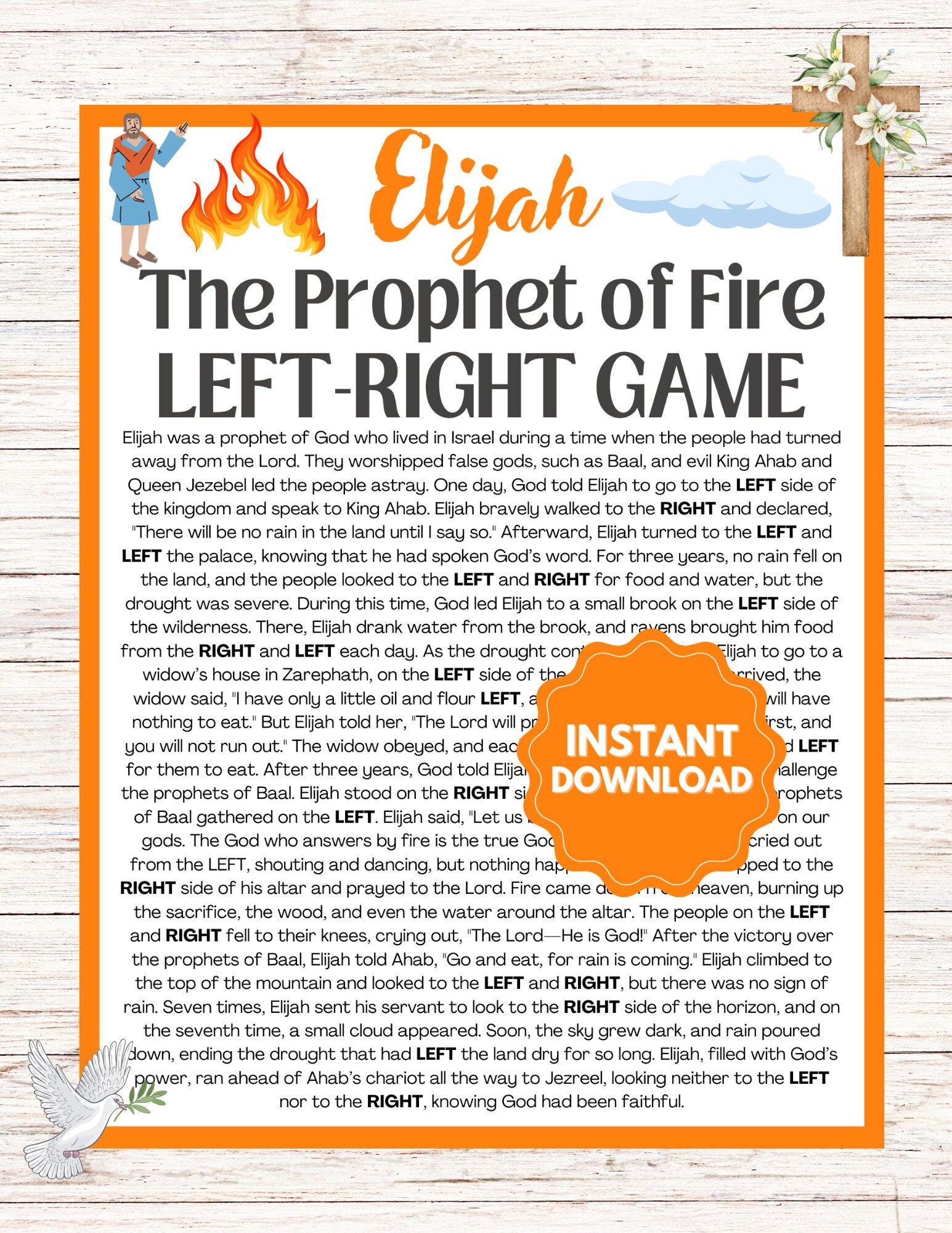 Elijah Bible Game L Bible Left-right Game L Elijah Bible Story L Sunday ...