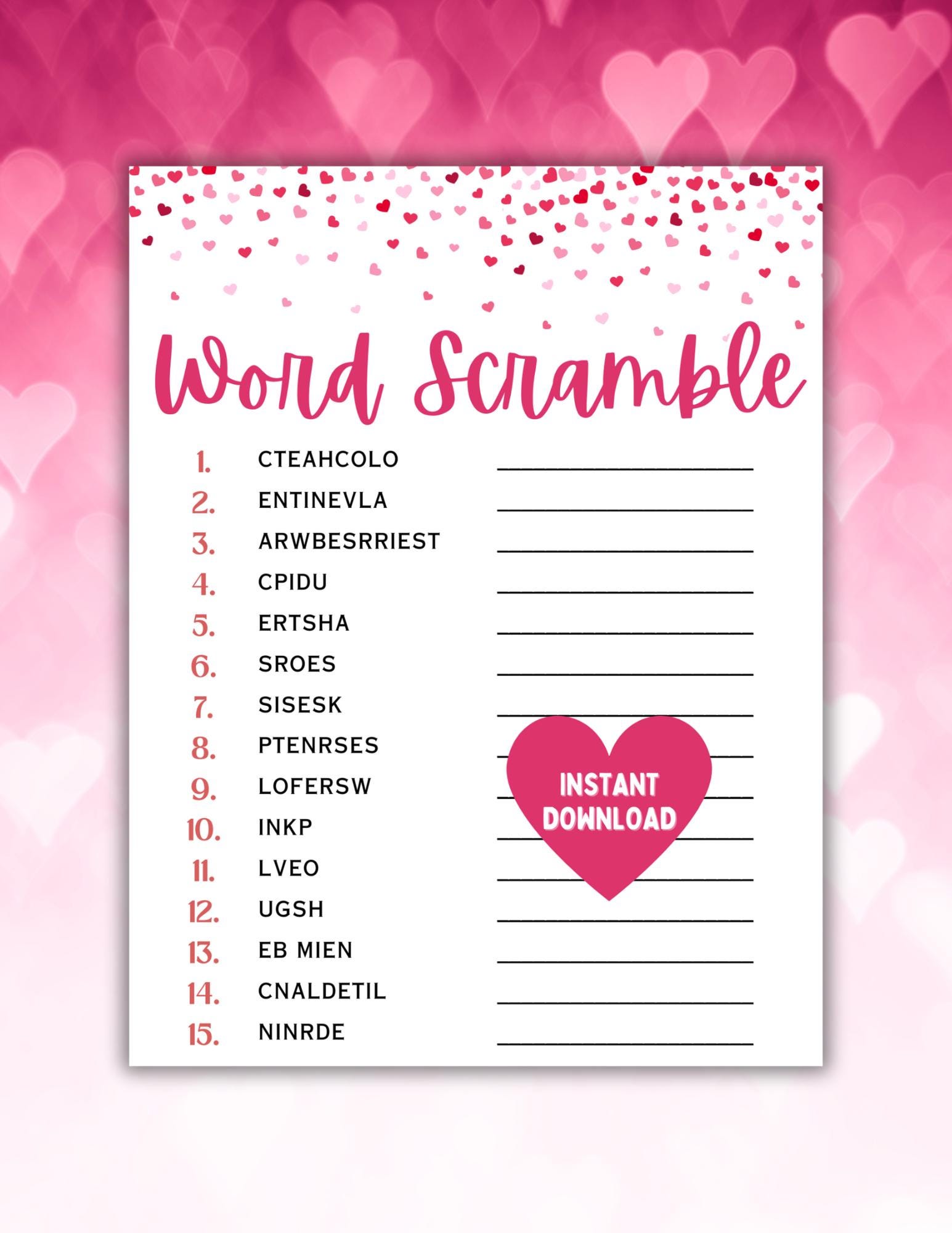 Galentine's Word Scramble | Fun Galentine's Game | Valentine's Word ...