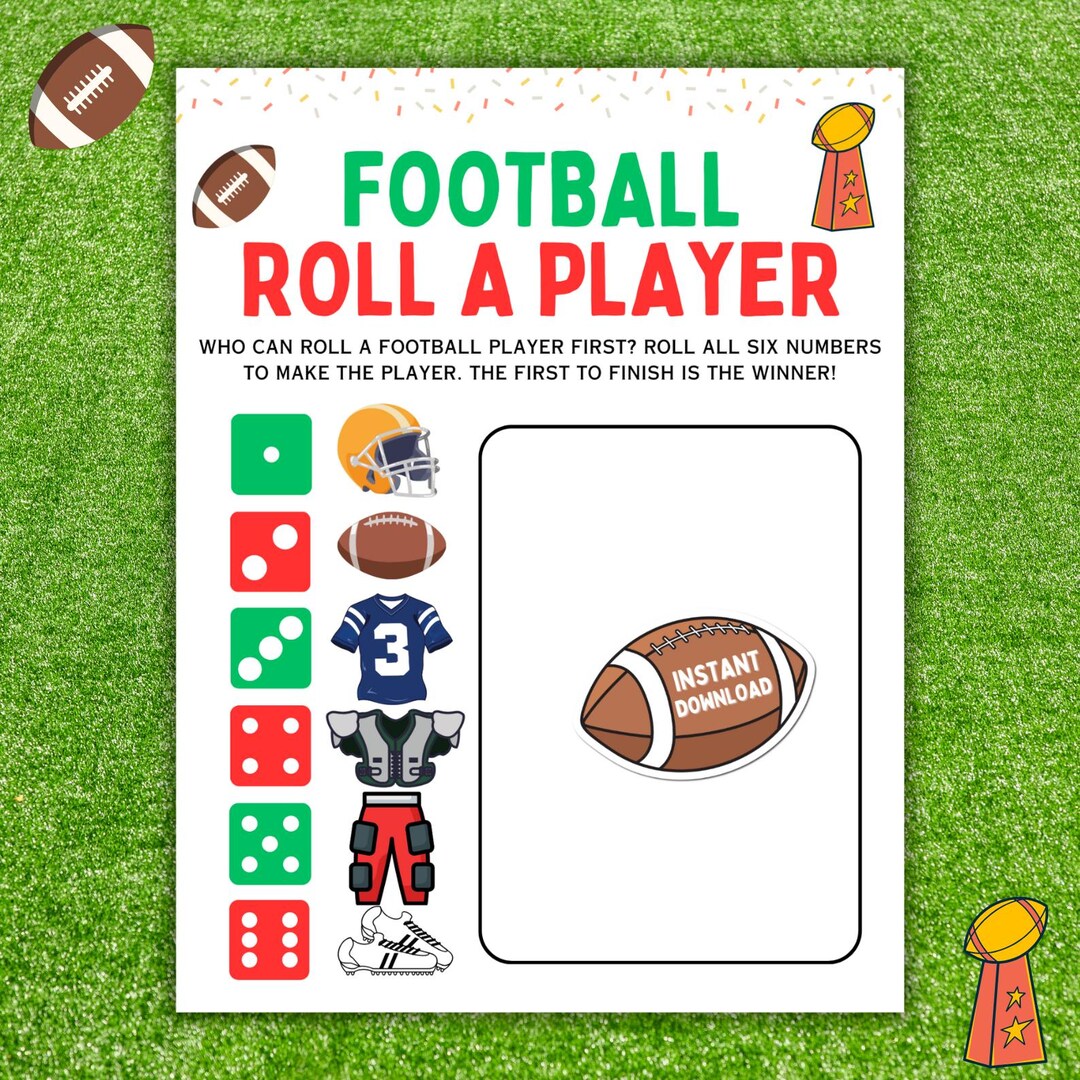 Football Roll a Player Game | Football Party Games | Printable Football ...