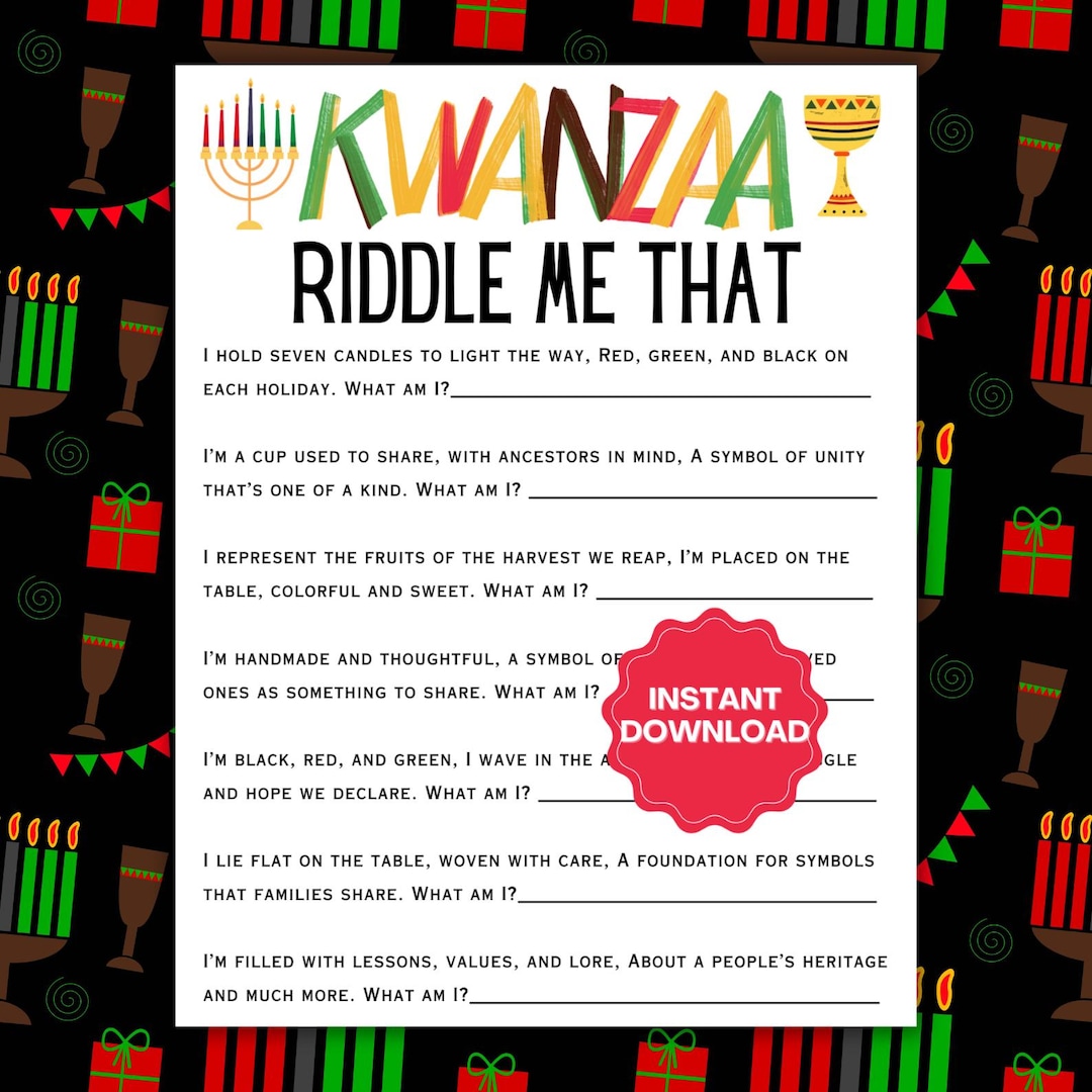 Kwanzaa Riddles Printable Kwanzaa Games Kwanzaa Riddle Me That Kwanzaa ...