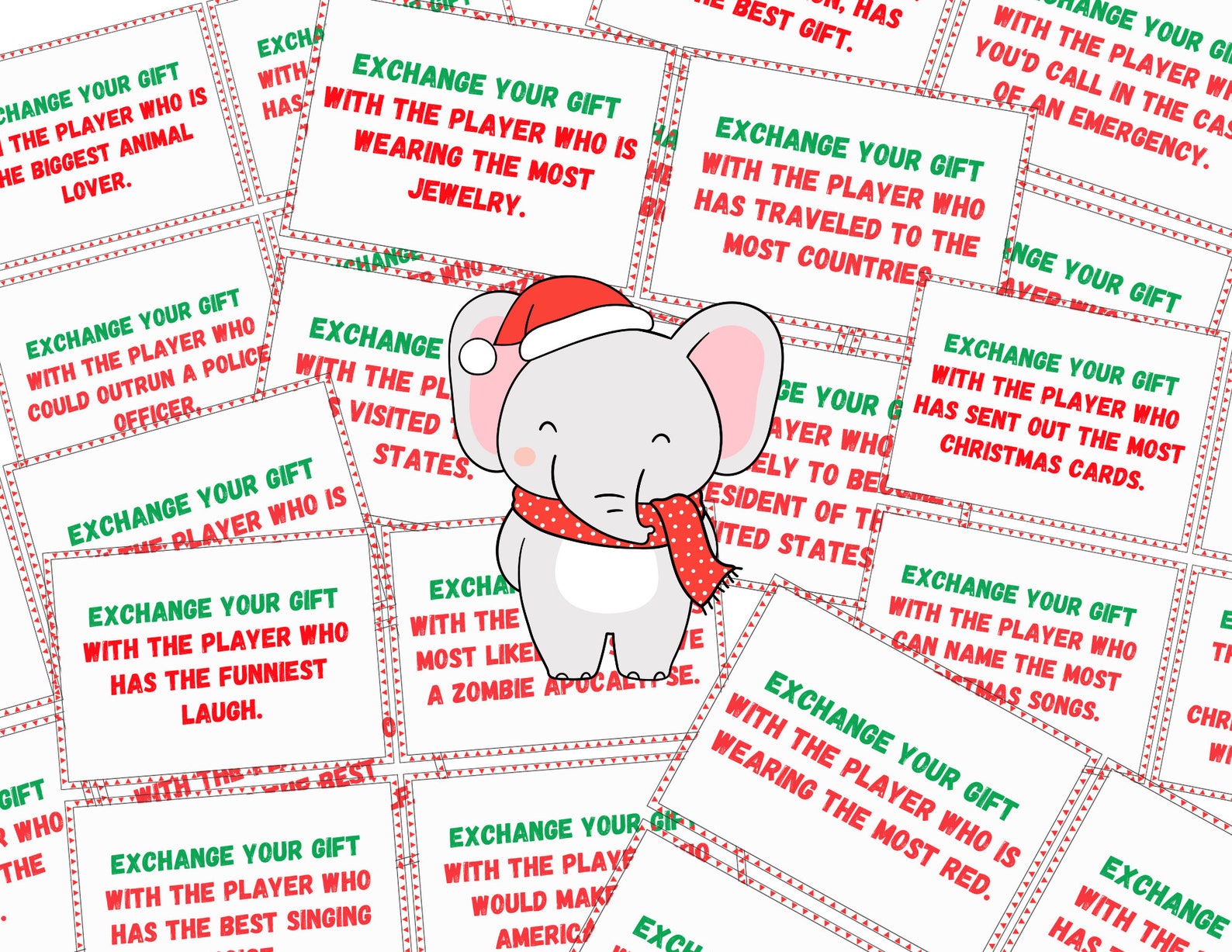 Christmas White Elephant Game | White Elephant Cards | Christmas Gift ...