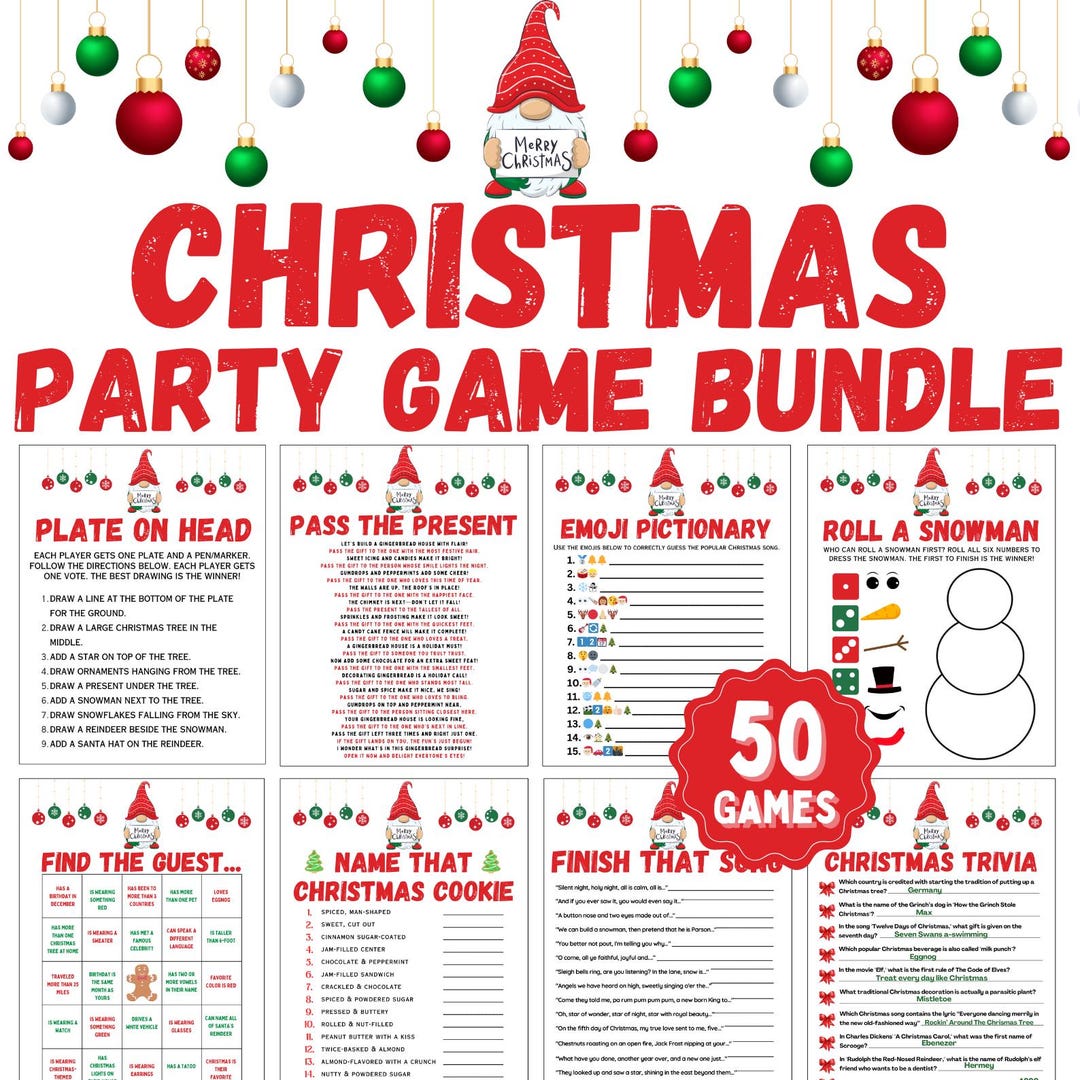 50 Christmas Party Games | Christmas Dinner Games | Printable Christmas ...