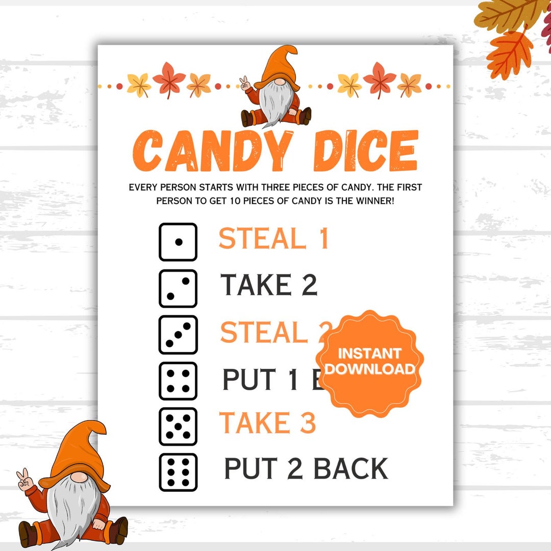Thanksgiving Candy Game | Thanksgiving Party Games | Thanksgiving Dice ...