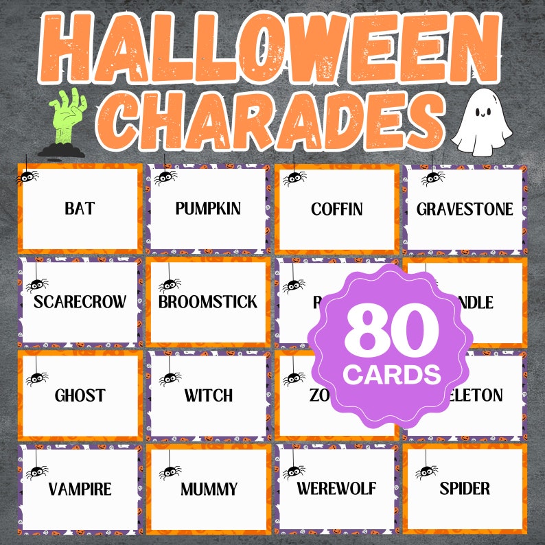 Halloween Charades | Act It or Draw It Halloween Game | Halloween ...