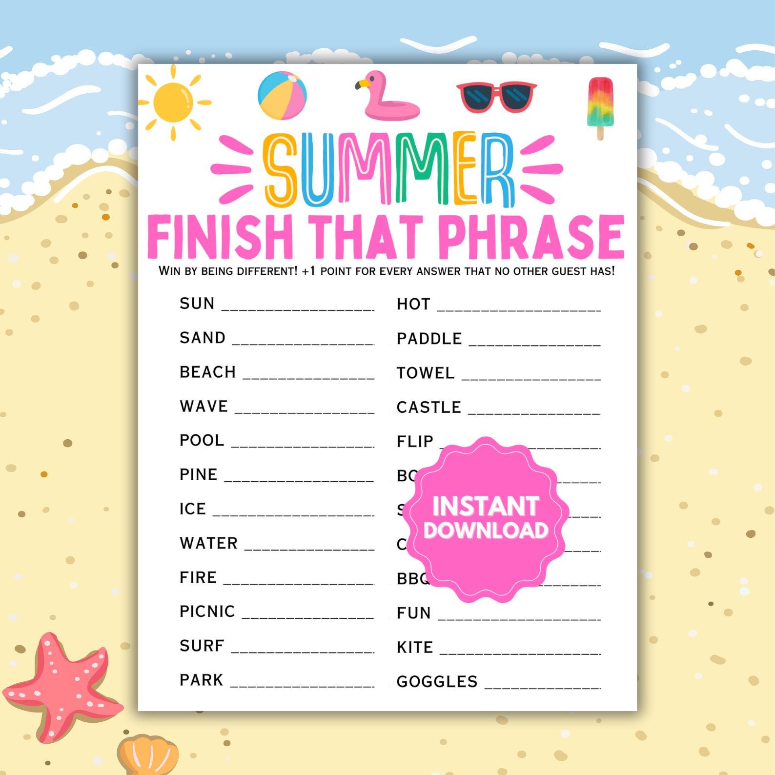 Summer Finish That Phrase Game | Summer Phrases Game | Summer Games ...