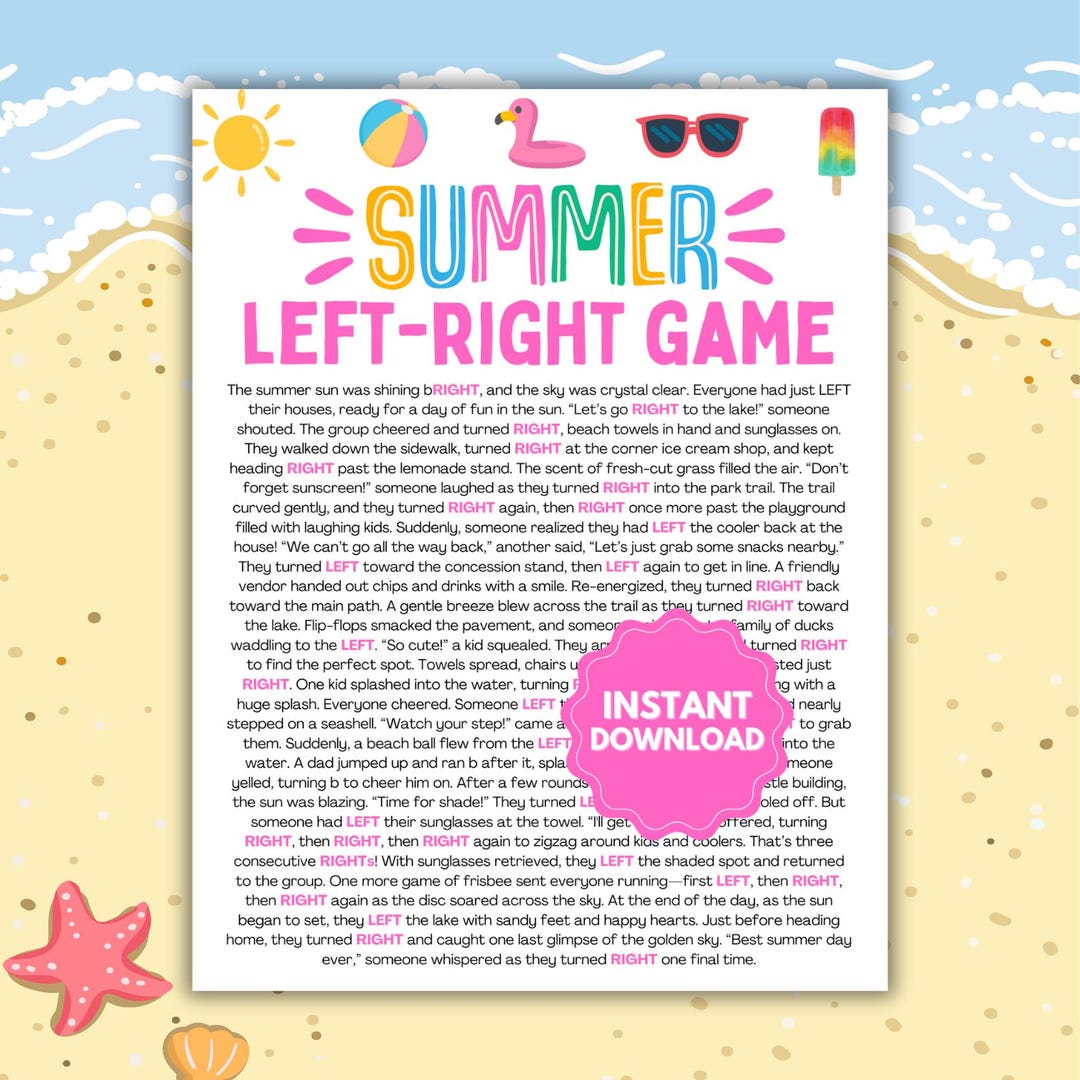 Left Right Summer Game | Summer Left-right | Left Right Summer ...