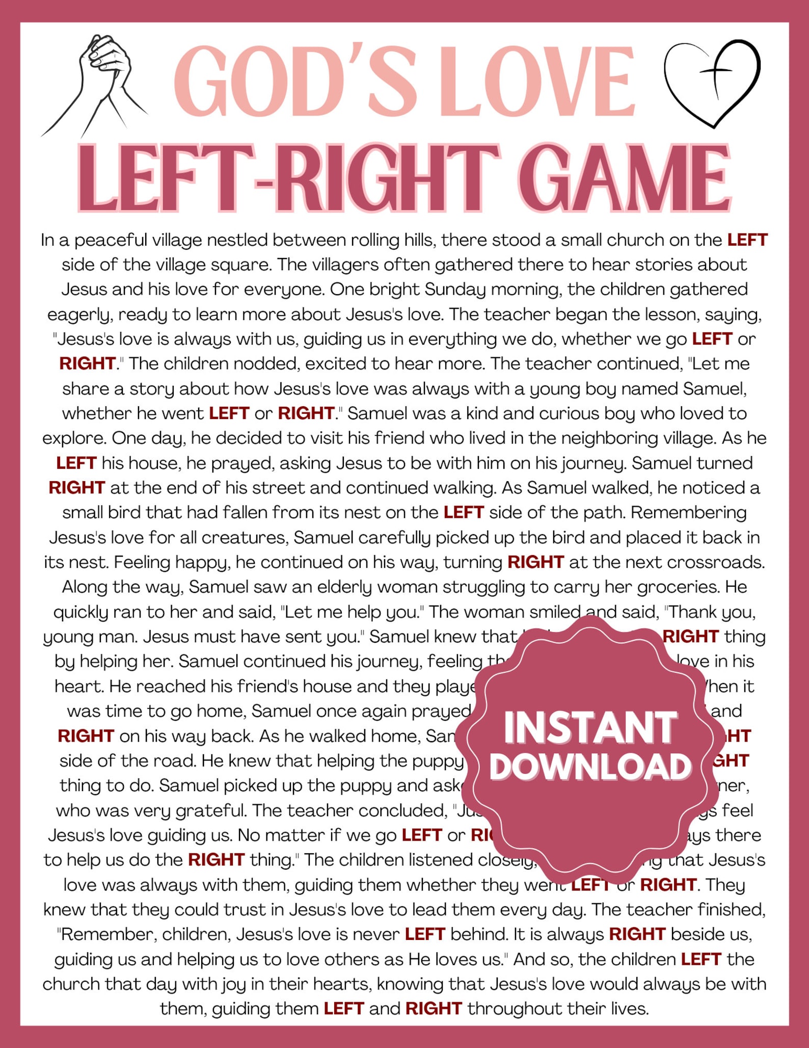 Bible Study Games L Sunday School Games L Left-right Bible Games L ...