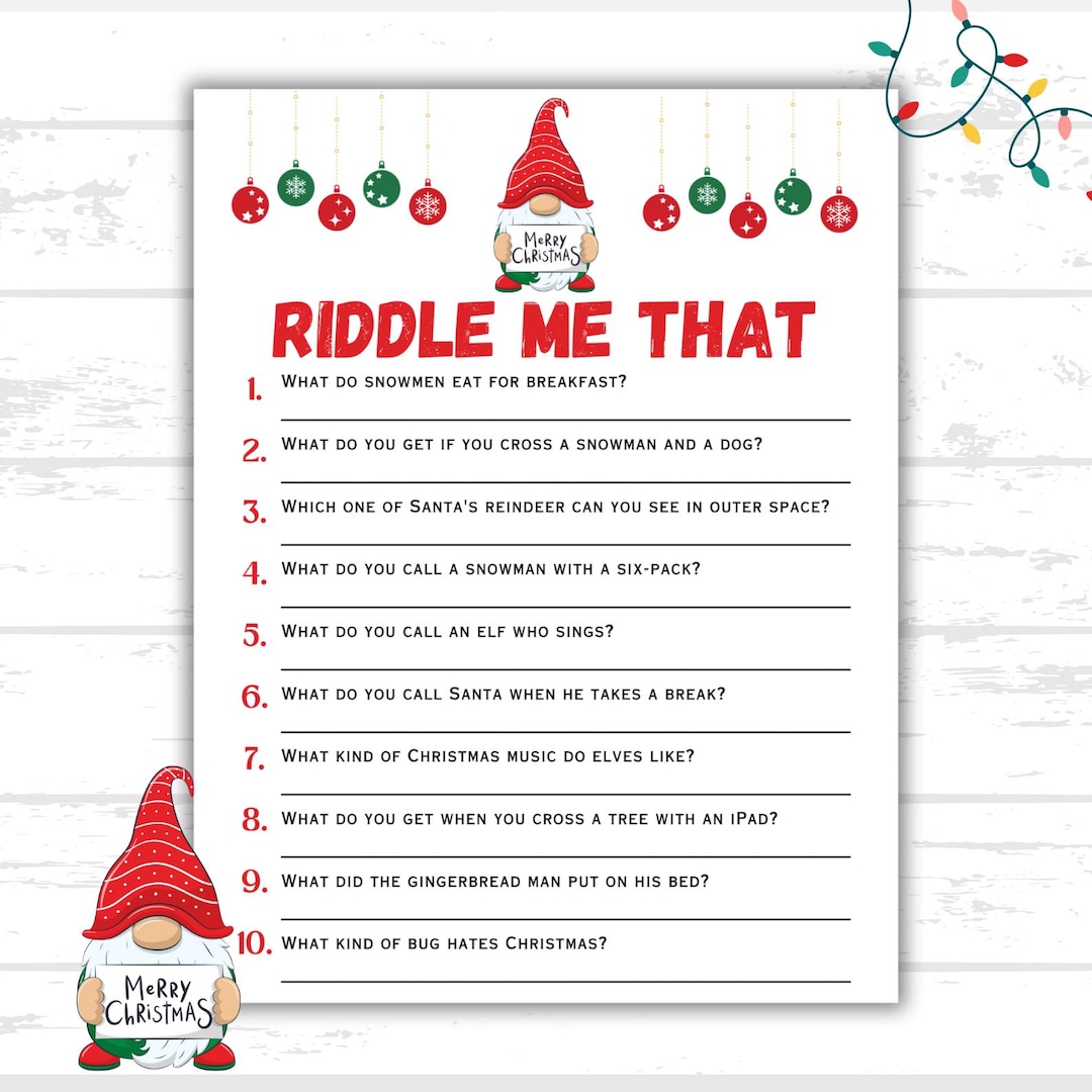 Christmas Riddles Christmas Party Games Christmas Riddle Game Printable ...