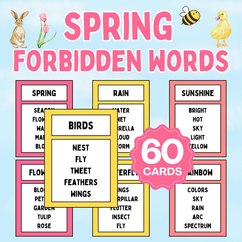 Spring Forbidden Words Game | Fun Spring Games | Spring Party Game ...