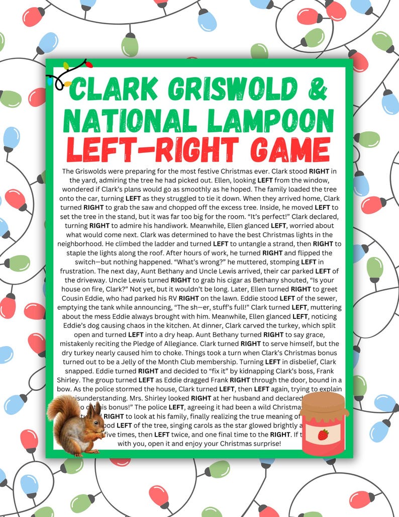 National Lampoon Christmas Game | Clark Griswold Christmas | Left Right ...