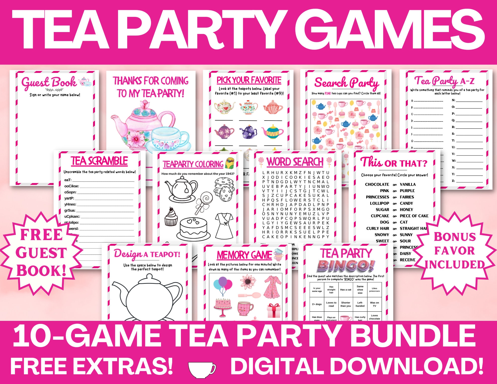 Tea Party Games | Tea Party Birthday Party Games | Tea Party for Girls ...