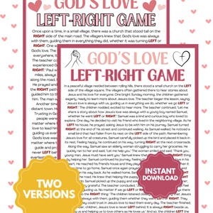God's Love Left Right Game - Bundle L Sunday School Games L Left-right ...