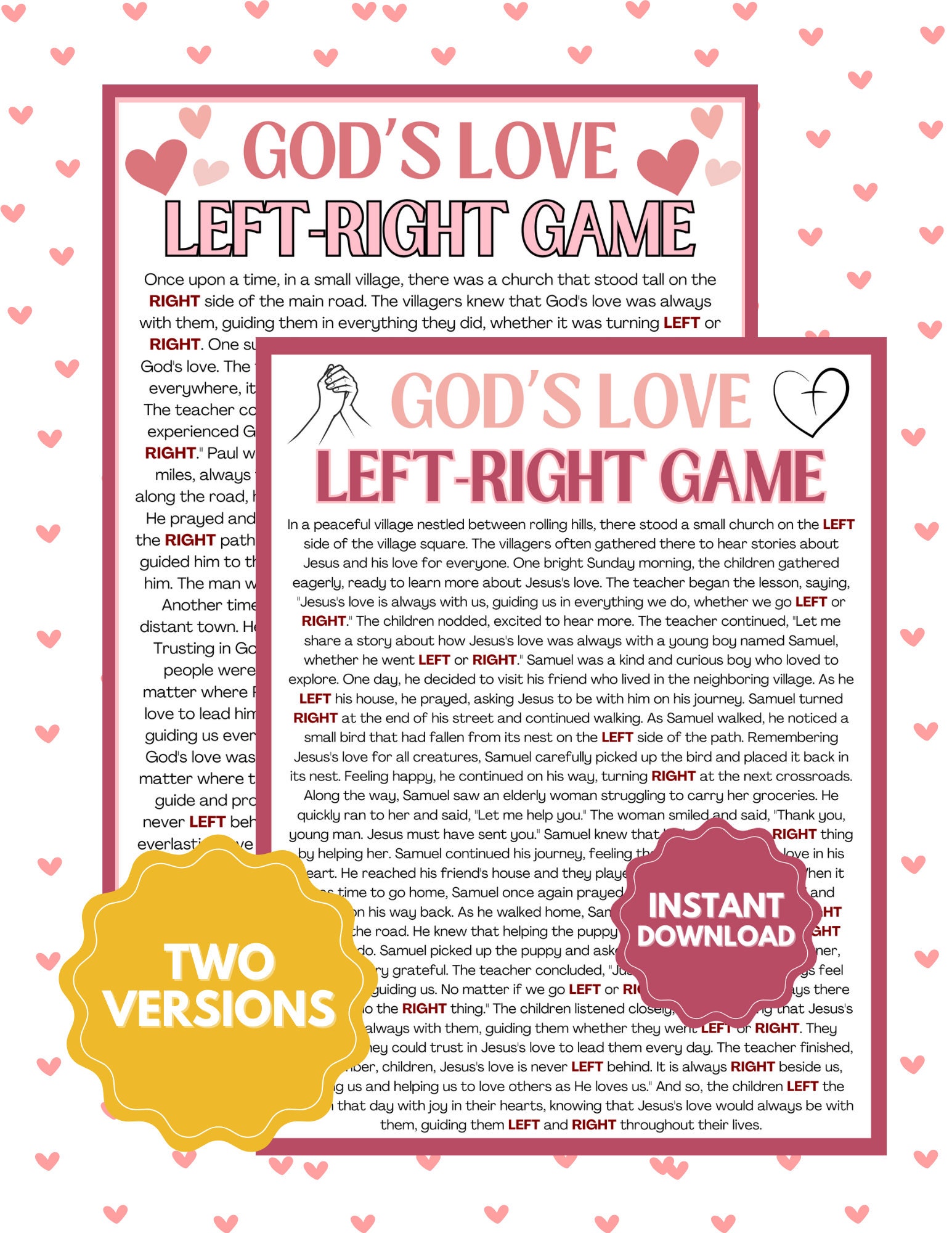 God's Love Left Right Game - Bundle L Sunday School Games L Left-right ...