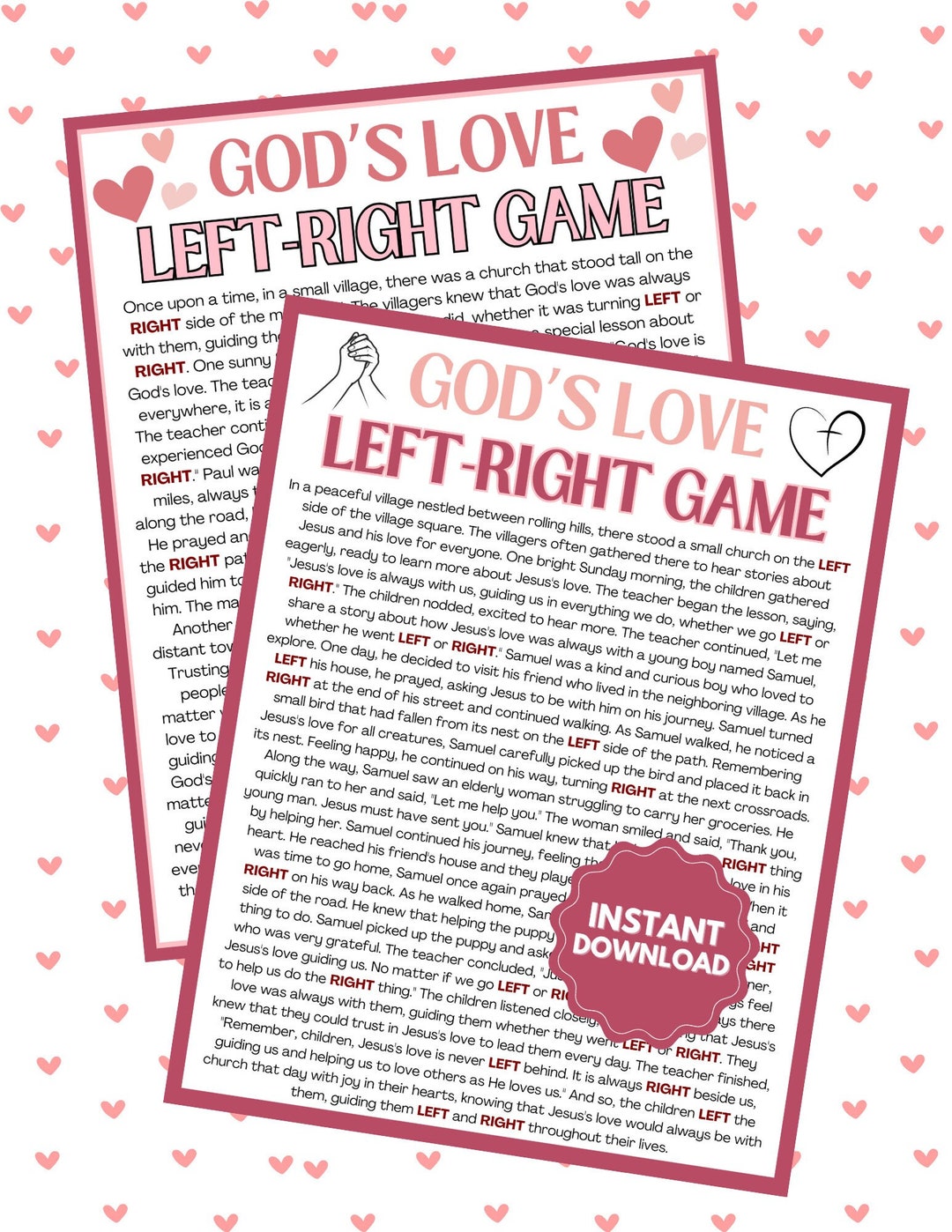 God's Love Left Right Game - Bundle L Sunday School Games L Left-right ...