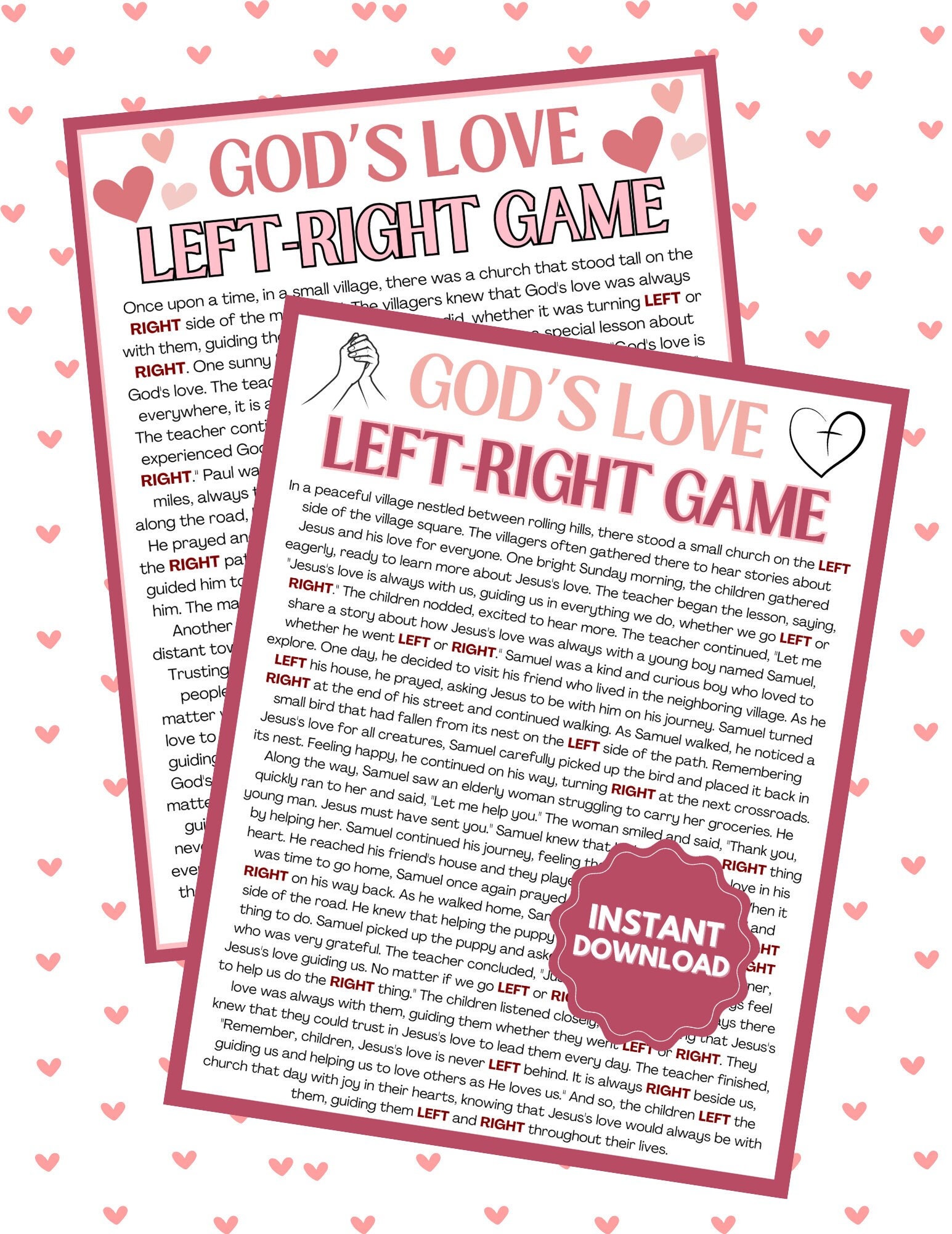 God's Love Left Right Game - Bundle L Sunday School Games L Left-right ...