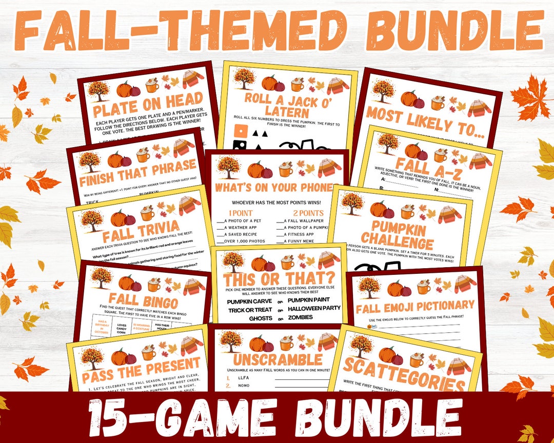15 Fall Party Games | Fall-themed Party Bundle | Fall Autumn Game ...
